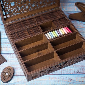 Wooden Sewing Organizer, Thread Storage, Embroidery Box With Spools ...
