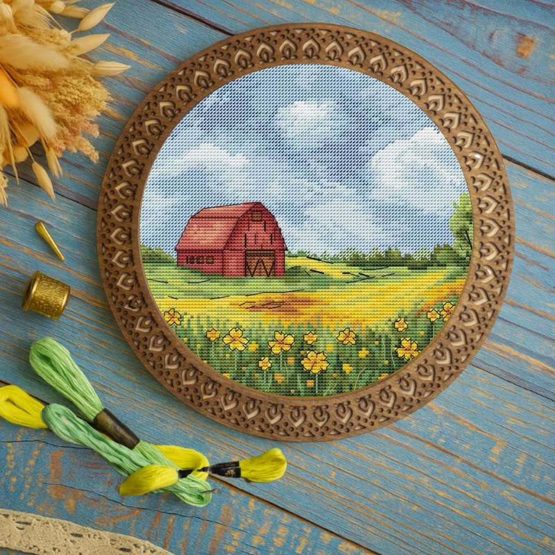 Red Barn Cross Stitch - Etsy