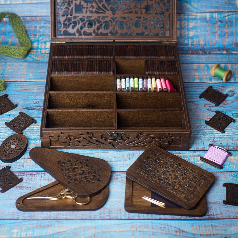 Wooden Sewing Thread Case - Etsy