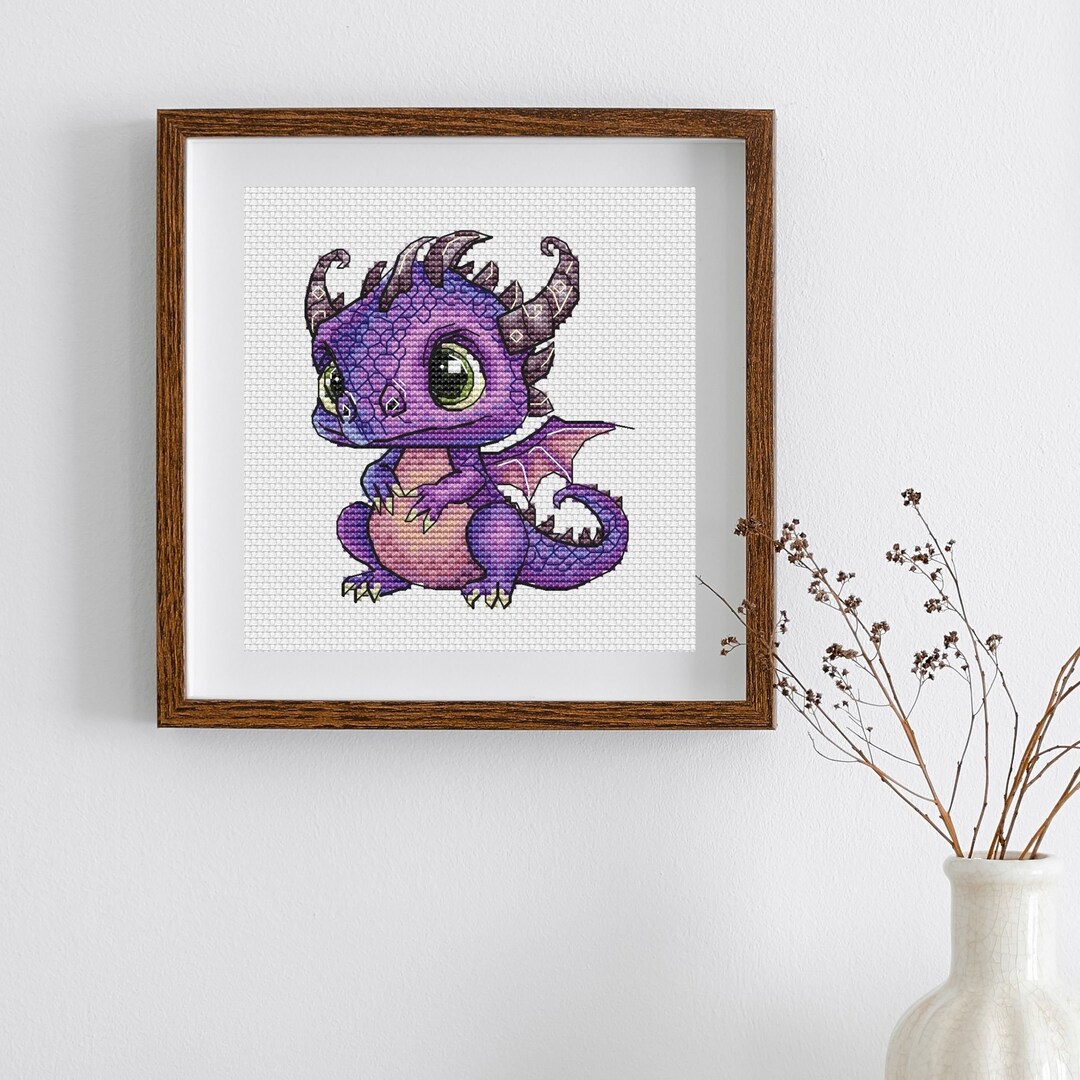 Small Dragon Cross-stitch Pattern, Fantasy Cute Embroidery for Kids ...