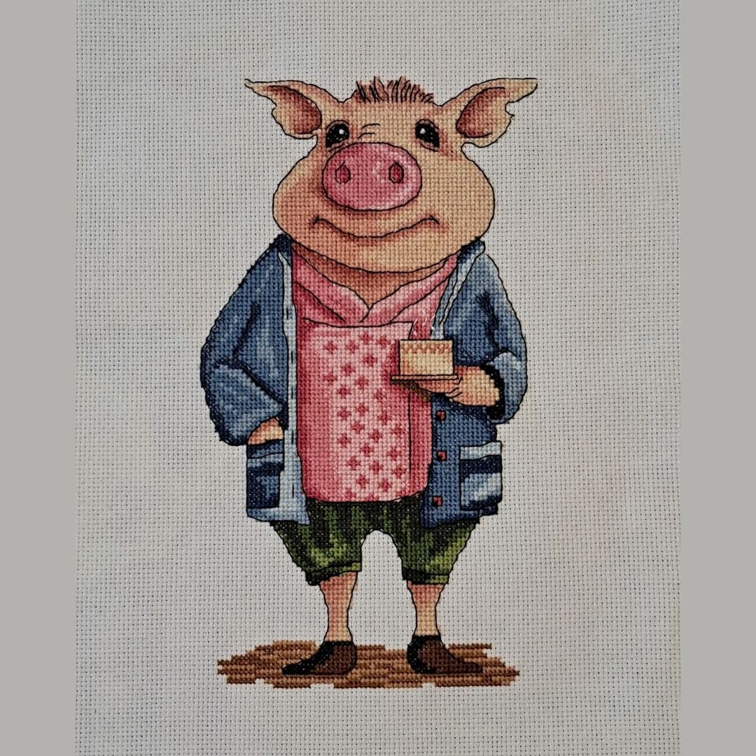 Cute Pig Cross-stitch Pattern, DIY Kids Room Decor, Funny X-stitch for ...