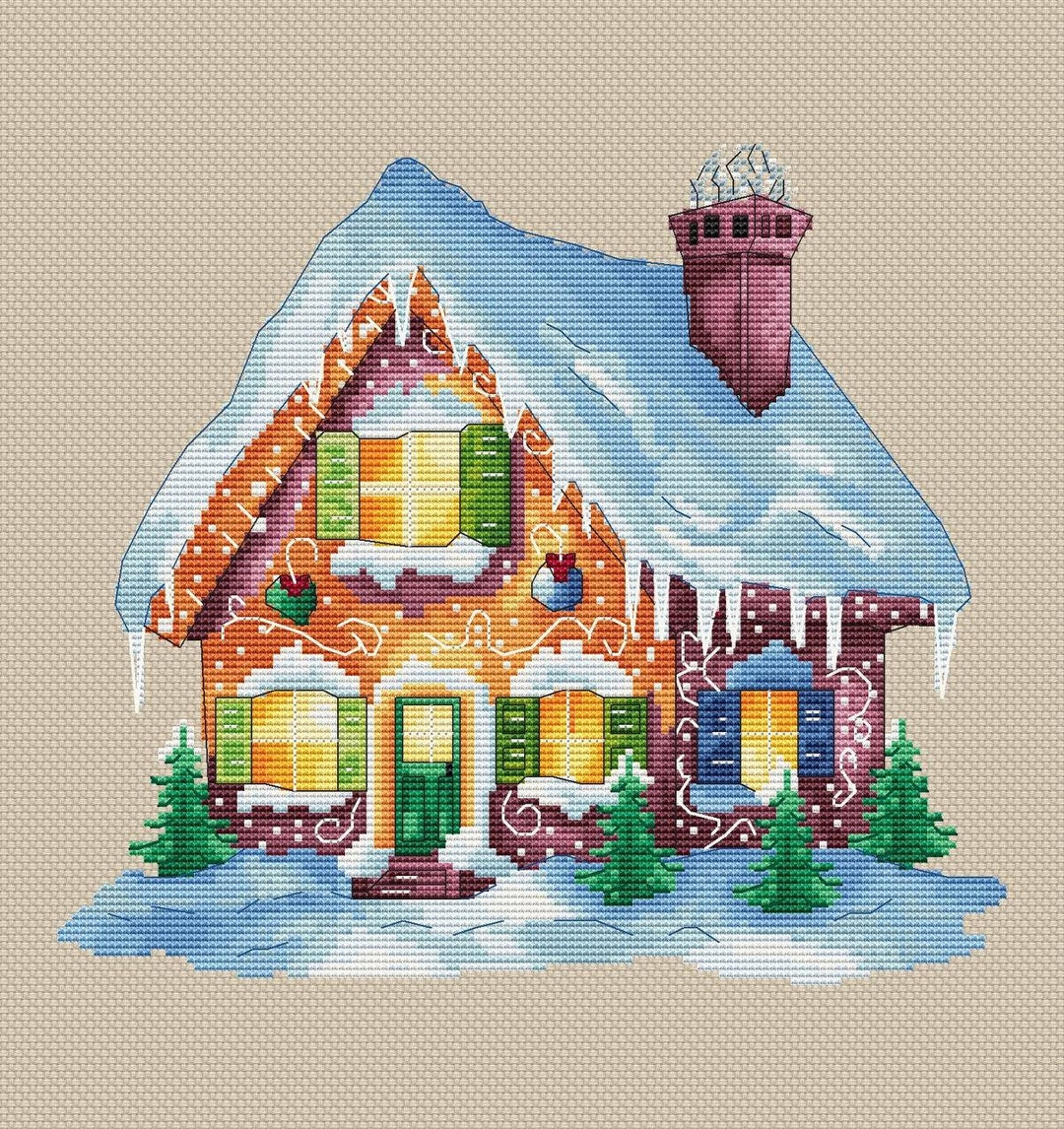 Gingerbread House Cross-stitch Pattern PDF, Winter Christmas Country ...