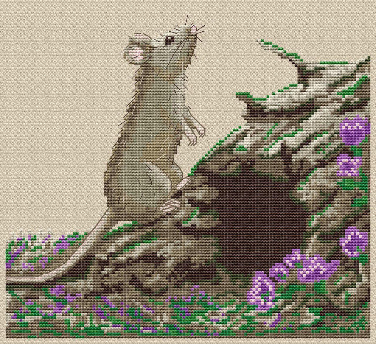 Mouse Cross Stitch Pattern, Mice X-stitch Design, Forest Mousy PDF ...