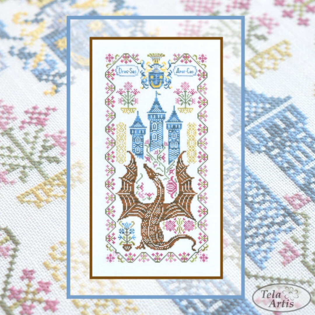 Dragon & Castle Cross Stitch Pattern, Ukrainian X-stitch Design, DIY Needlework Fantasy Decor - Etsy