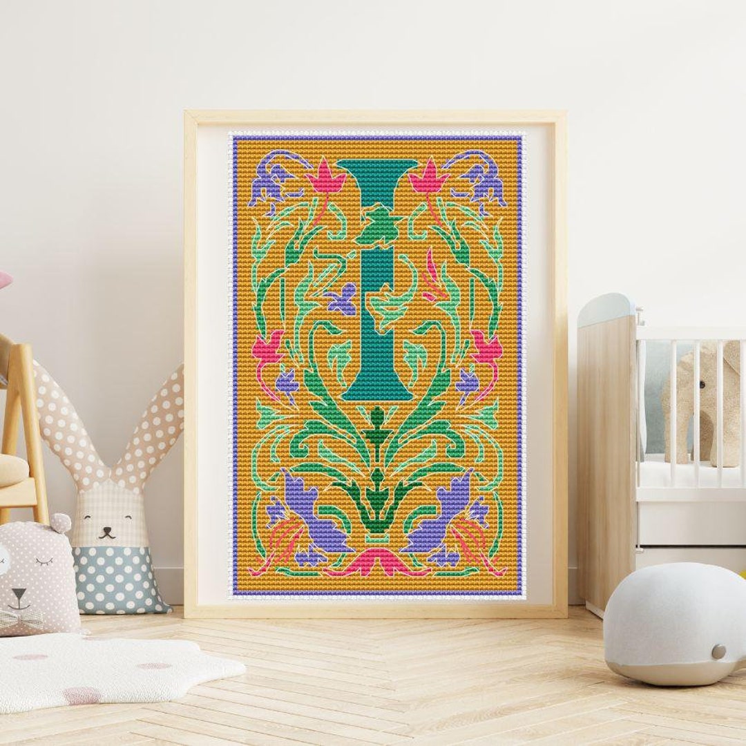 Letter I Cross Stitch Pattern, Botanical Monogram I X-stitch Pdf ...