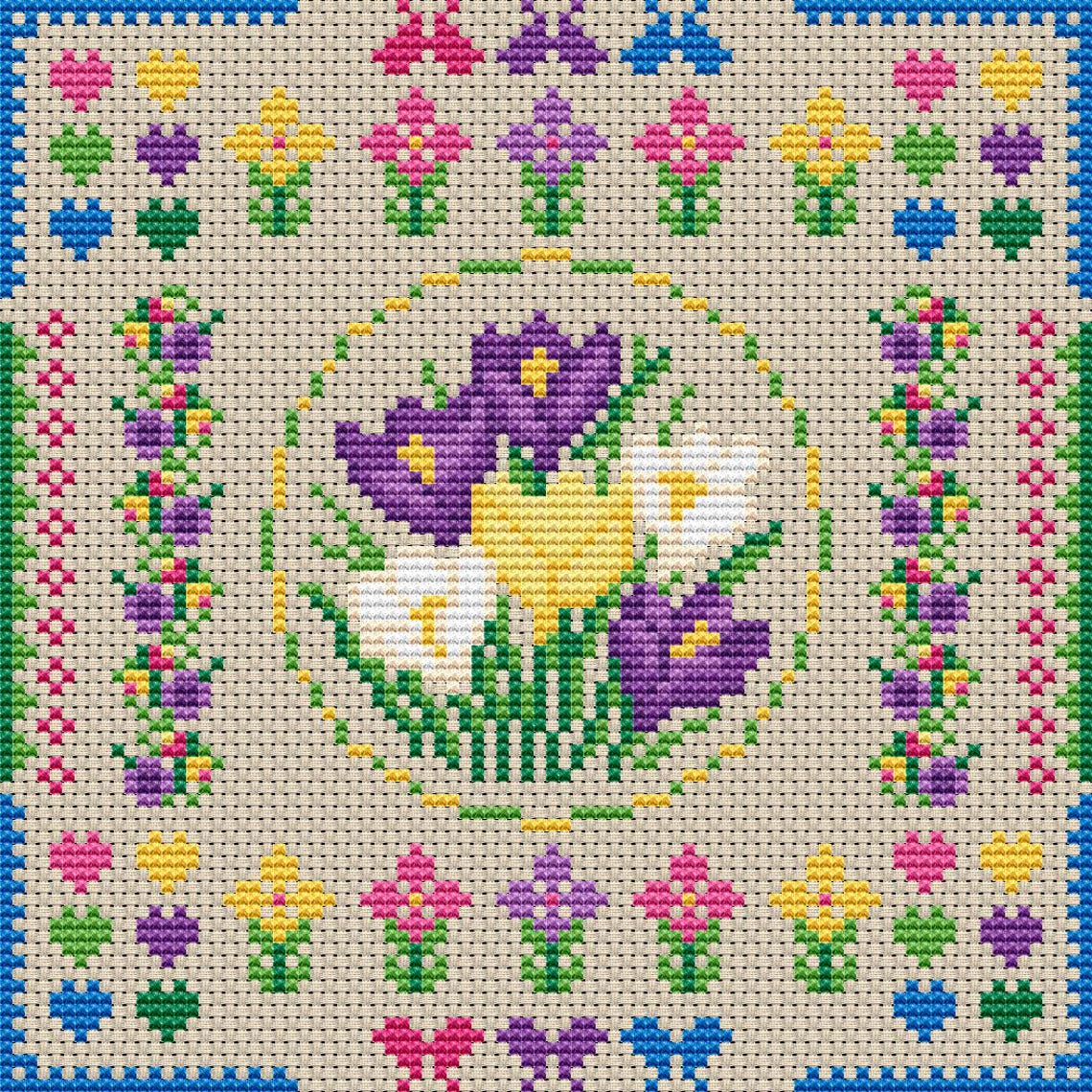 Crocuses Easy Cross Stitch Pattern, Spring Flower Sampler Xstitch - Etsy