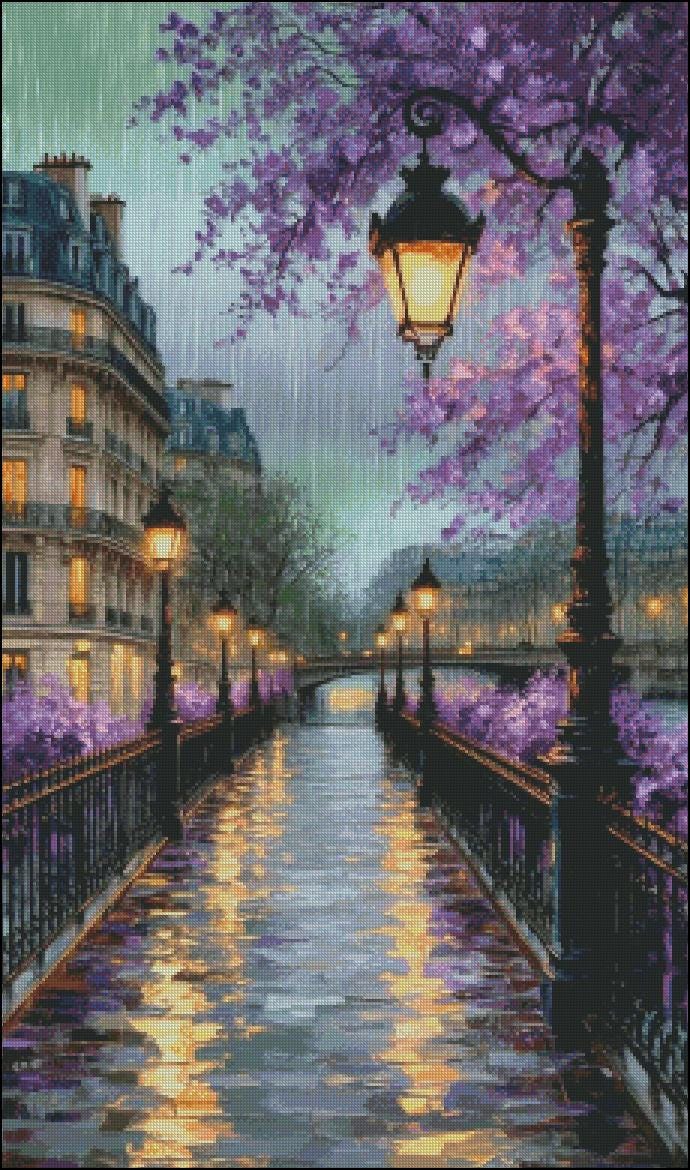 City Street in Europe Cross Stitch Pattern, Historic Cityscape Spring ...