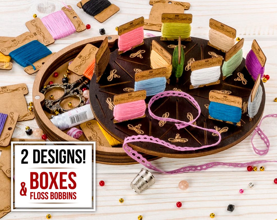 Modern Cross Stitch Organizer With Floss Bobbins, Hand Embroidery ...