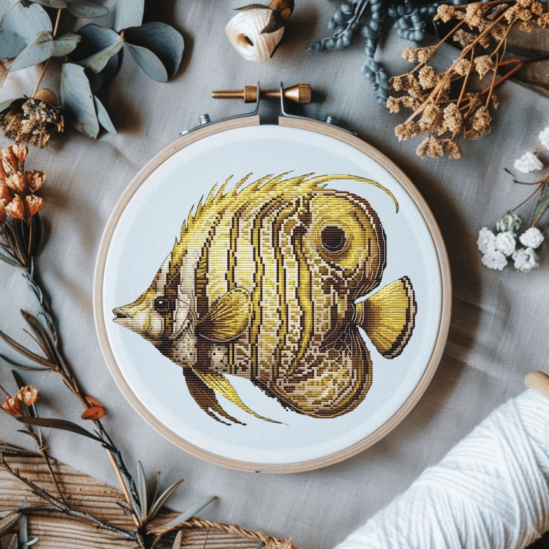Butterflyfish Cross Stitch Pattern, Sea Fish X-stitch Pdf Download ...