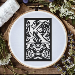 Letter K Cross Stitch Pattern, Botanical Monogram K X-stitch Pdf ...