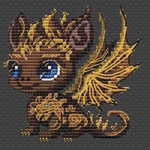 Small Dragon Cross-stitch Pattern, Cute Cross Stitch Design, Fantasy ...