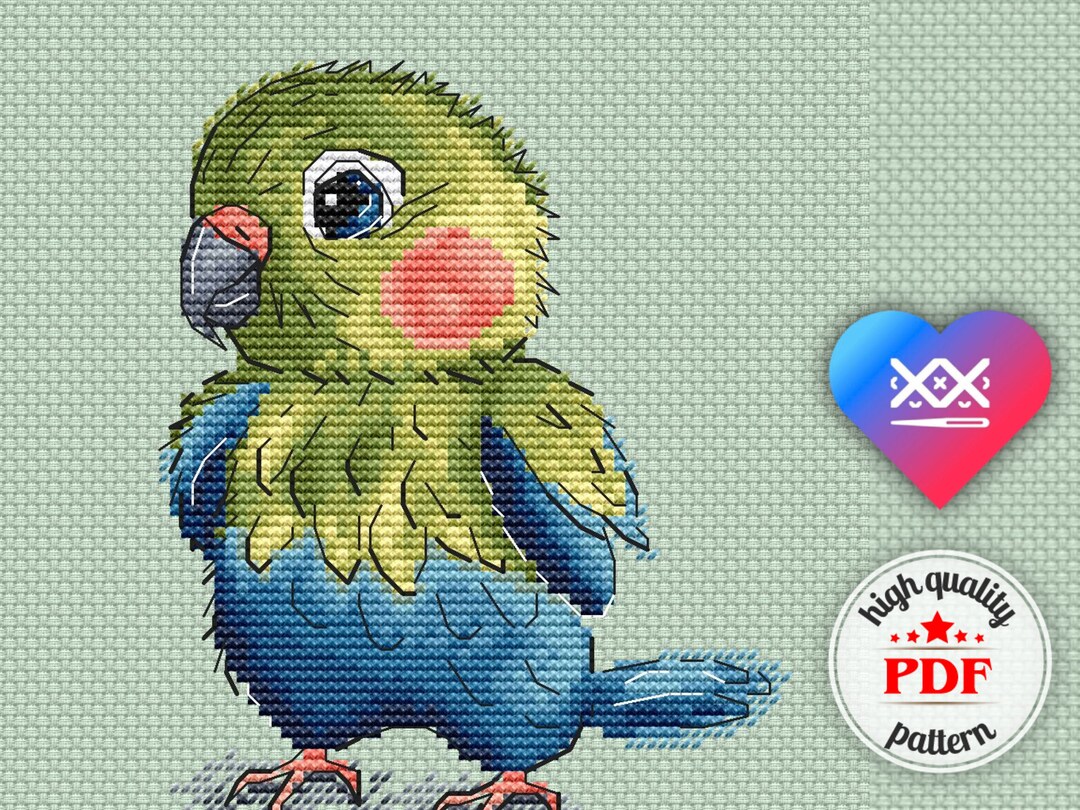 Parrot Cross-stitch Pattern, Polly Kids Room Embroidery Cross Stitch ...