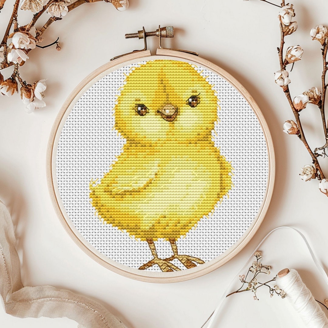 Yellow Chickens, Set of 2 PDF Cross Stitch Patterns, Easter Embroidery ...