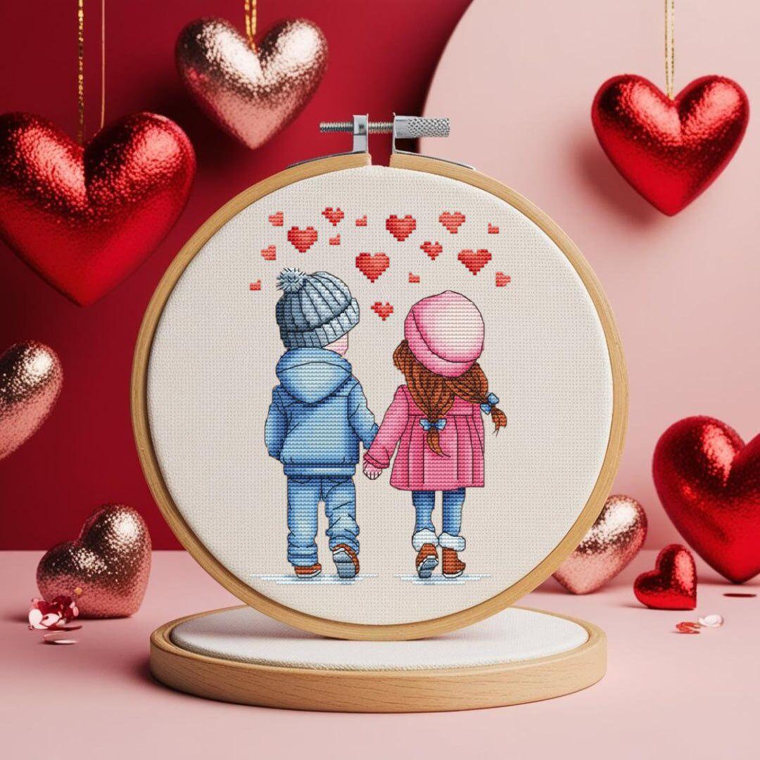 Loving Woman and Man Cross-stitch Pattern, Love Couple X-stitch, Boy ...