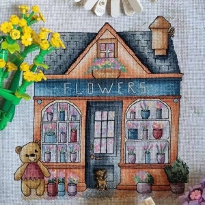 Flower Shop Cross-stitch Pattern Cute House Embroidery PDF - Etsy