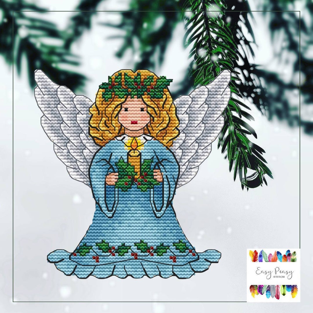 Christmas Angel Cross Stitch Pattern, DIY Xmas Needlework, Winter ...