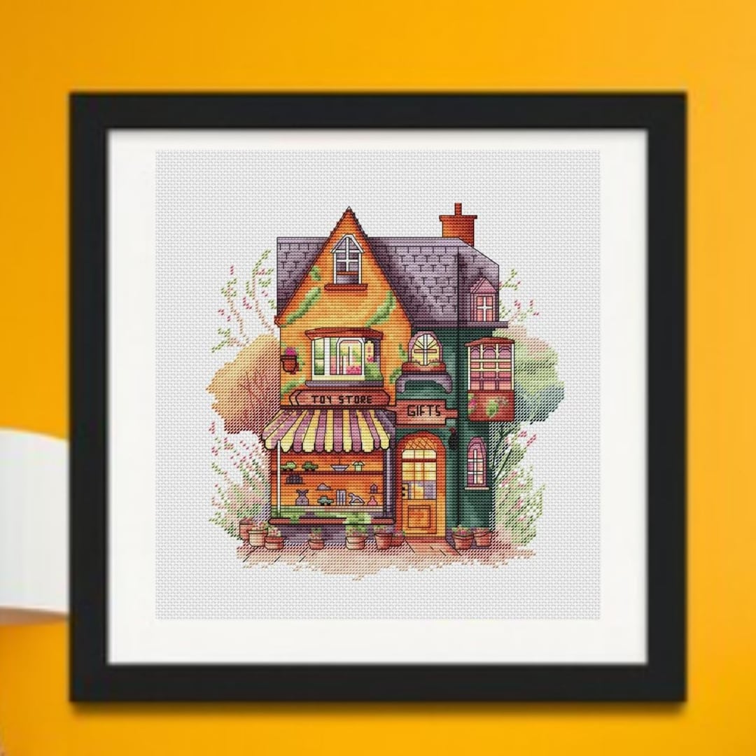 Toy Store Cross-stitch Pattern, Cute House Embroidery PDF Digital, Hand ...