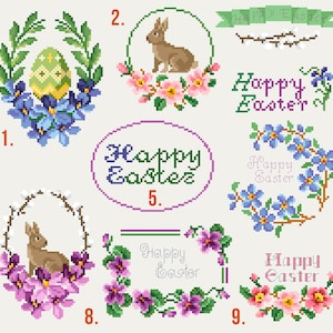Easter Cross-stitch Patterns, PDF Happy Easter Sign, Small Cross Stitch ...