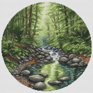 Landscape Green Forest Cross-stitch Pattern, Embroidery PDF Digital ...
