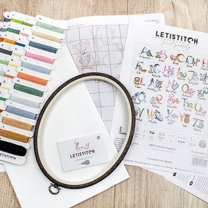 Cross Stitch Kit With Alphabet Pattern, Embroidered Letters DIY Kit ...