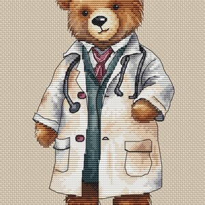 Doctor Cross-stitch Pattern Bear Cute Doctor Embroidery - Etsy