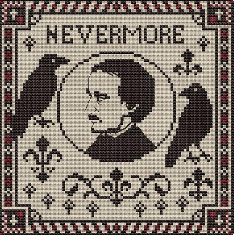 Halloween Bundle 6 Samplers Cross Stitch, Edgar Poe X-stitch, Raven ...