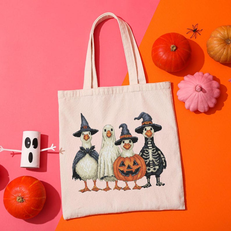 Halloween Goose Cross Stitch Pattern, Scary Geese X-stitch, Trick or ...