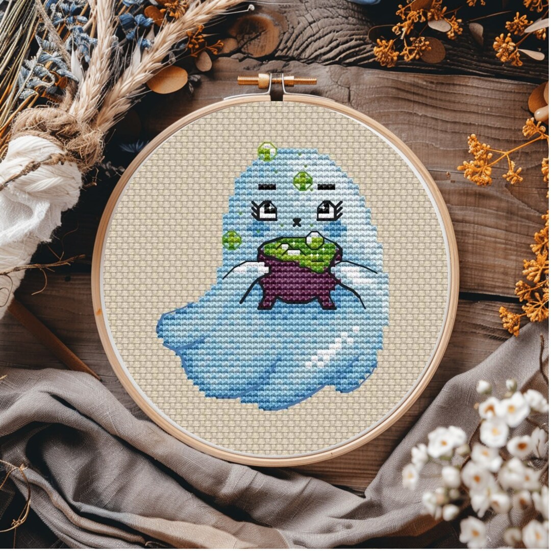 Cute Ghost Cross Stitch Pattern, Halloween Embroidery Design, Spooky ...