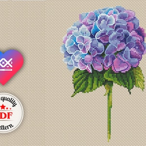 Hydrangea Flower Cross-stitch Pattern, Cushion Embroidery, PDF Digital ...
