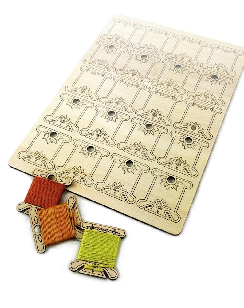 Set of 20 Wooden Holders for Embroidery Threads, Floss Bobbins, Modern ...