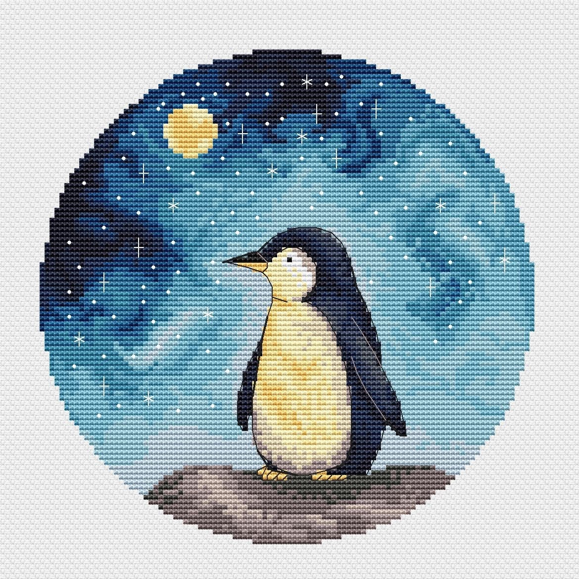 Penguin Cross Stitch Pattern, Arctic X-stitch Design, Cute Bird Cross ...
