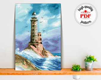 Lighthouse Counted Cross Stitch Patterns Printable Chart - Etsy