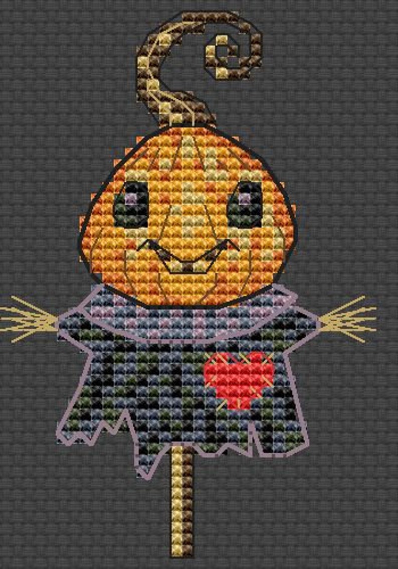 Halloween Pumpkin Cross Stitch Pattern, Cute Scarecrow, DIY Autumn Home ...