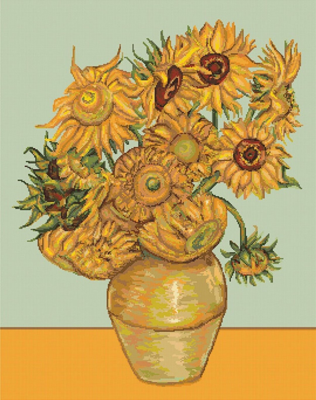 Van Gogh Sunflowers, Embroidery Kit, Modern Cross Stitch, Cross Stitch ...