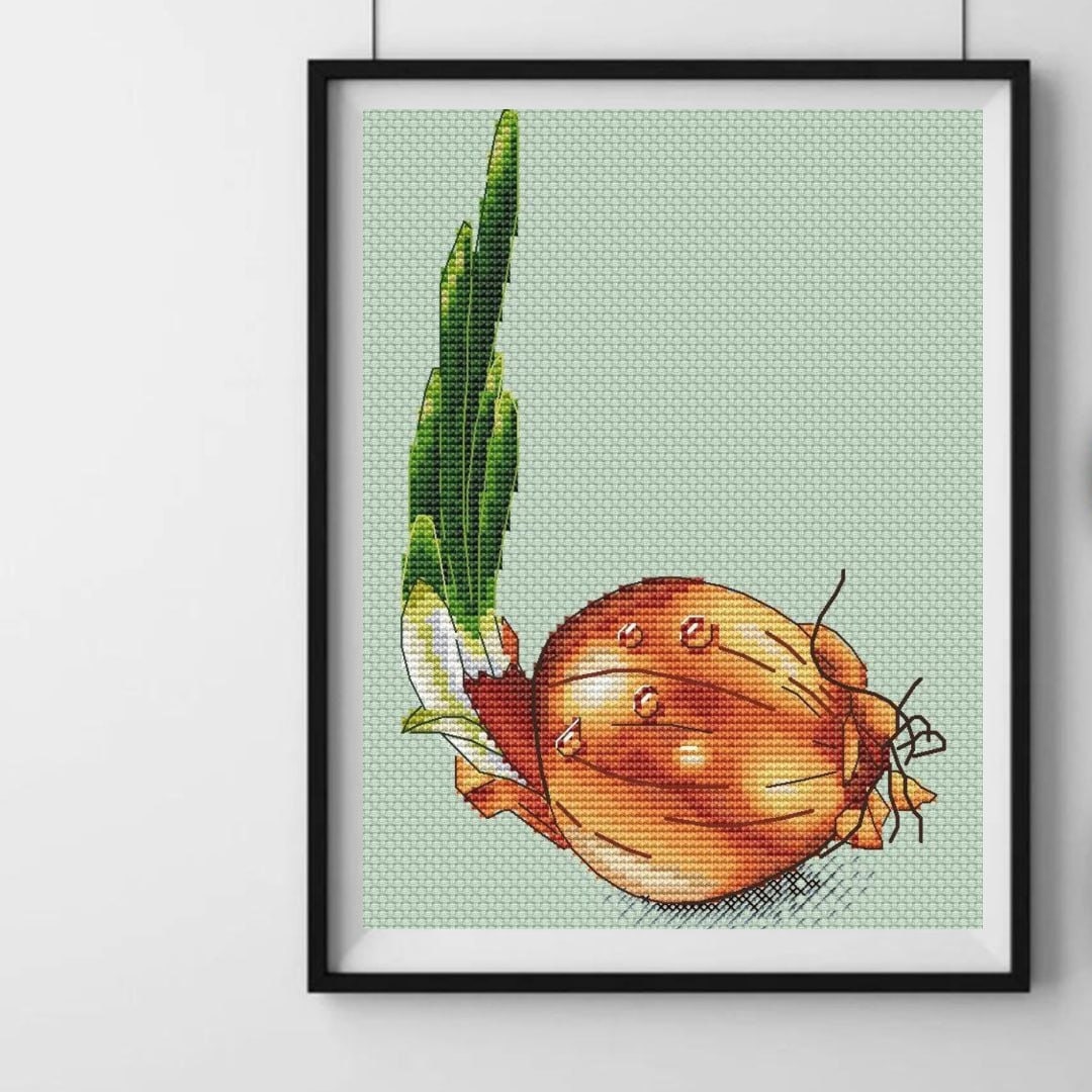 Onion Cross-stitch Pattern, Cute Vegetable Cross Stitch Design, Counted ...