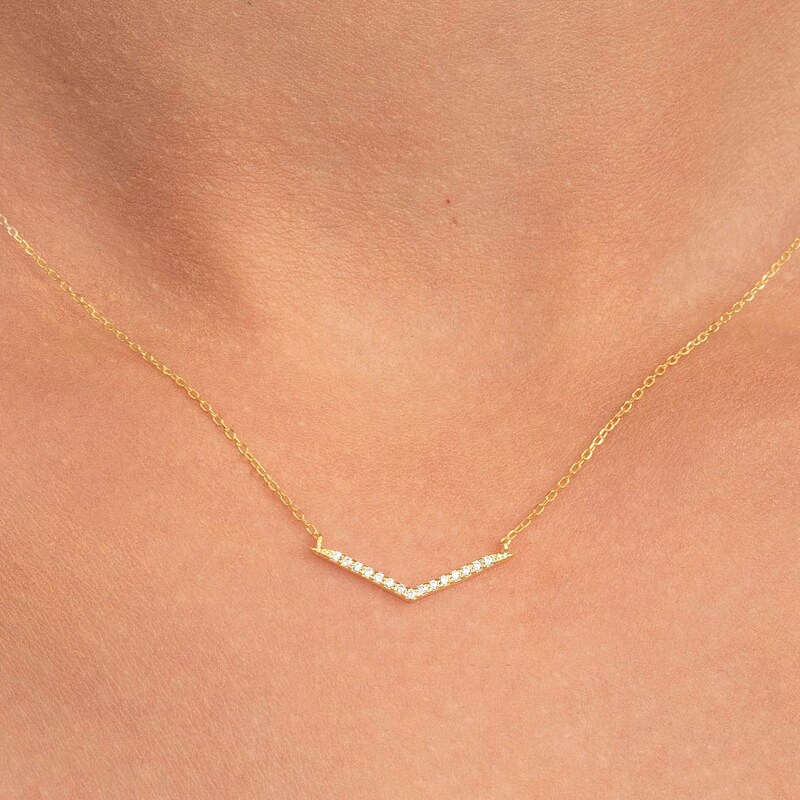 Chevron Diamond and Gold Necklace - Etsy