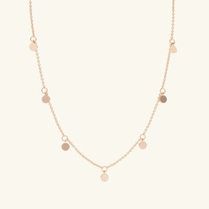 14k Solid Gold Dot Chain Necklace: Dainty Disc Layering Necklace - Etsy