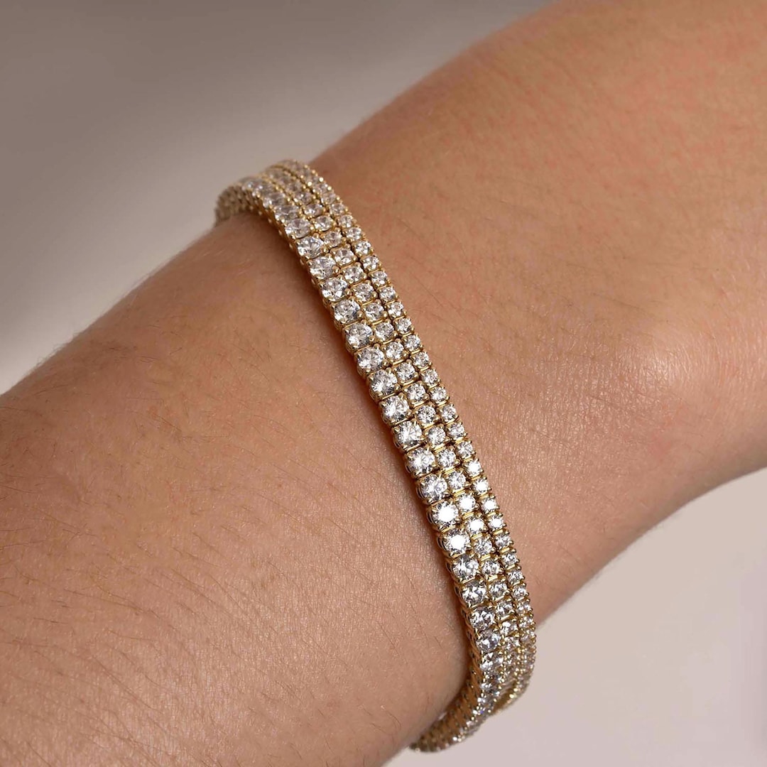 Lab Grown Diamond Tennis Bracelet: 14K Solid Gold, DEF VS1 - Etsy