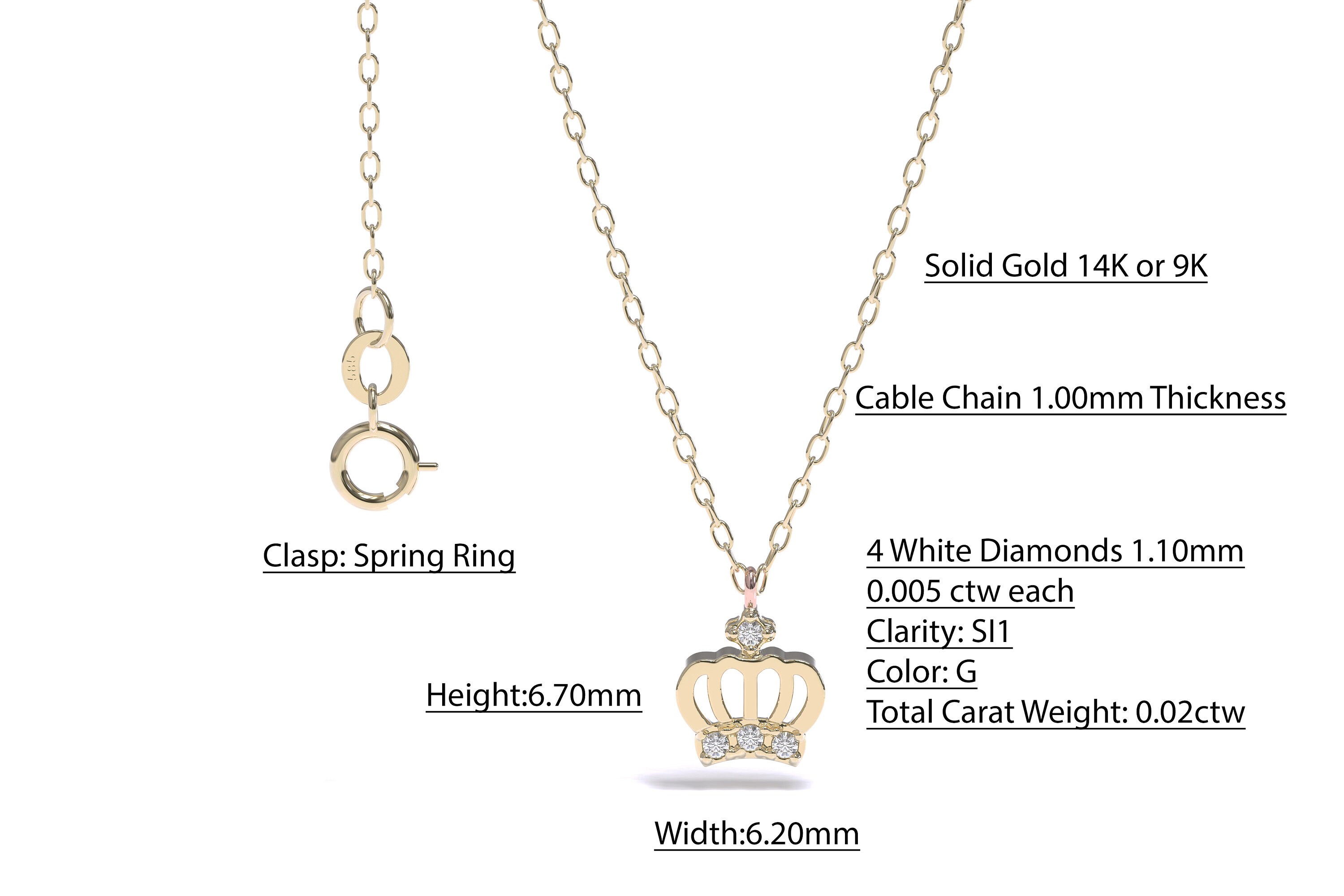 Crown Necklace in Gold Princess Crown Necklace Solid Goild - Etsy