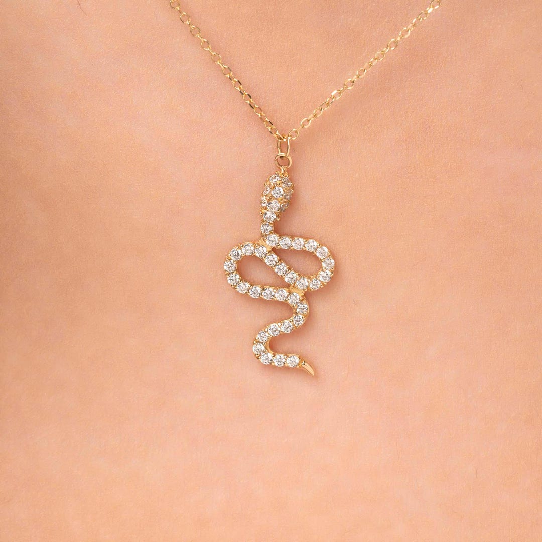 Snake Necklace Gold Serpent Necklace | 14k Solid Gold Dainty Necklace ...