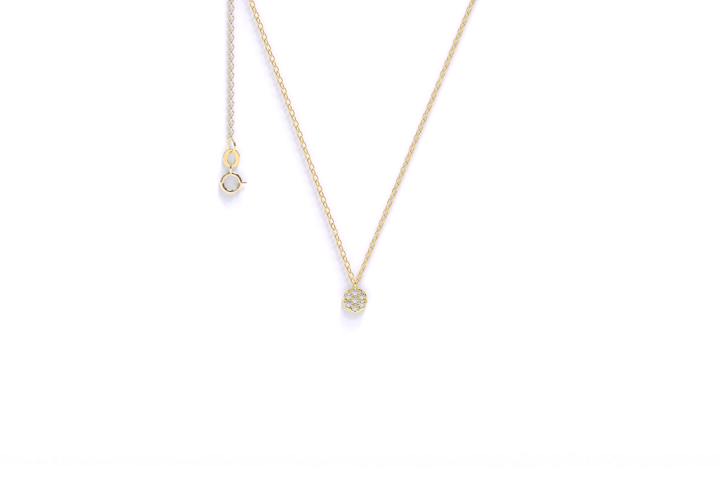 Diamond Round Circle Diamond Pave Necklace/ Dainty Diamond - Etsy