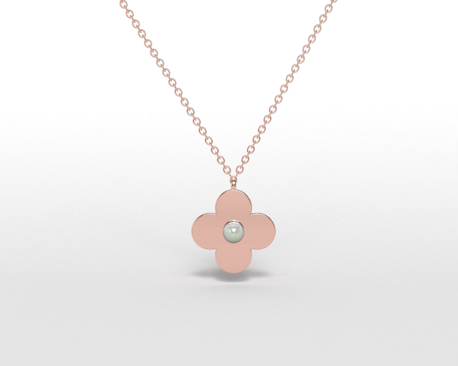 Gold Pearl Necklace Clover Pearl Pendant Gold Clover Charm - Etsy