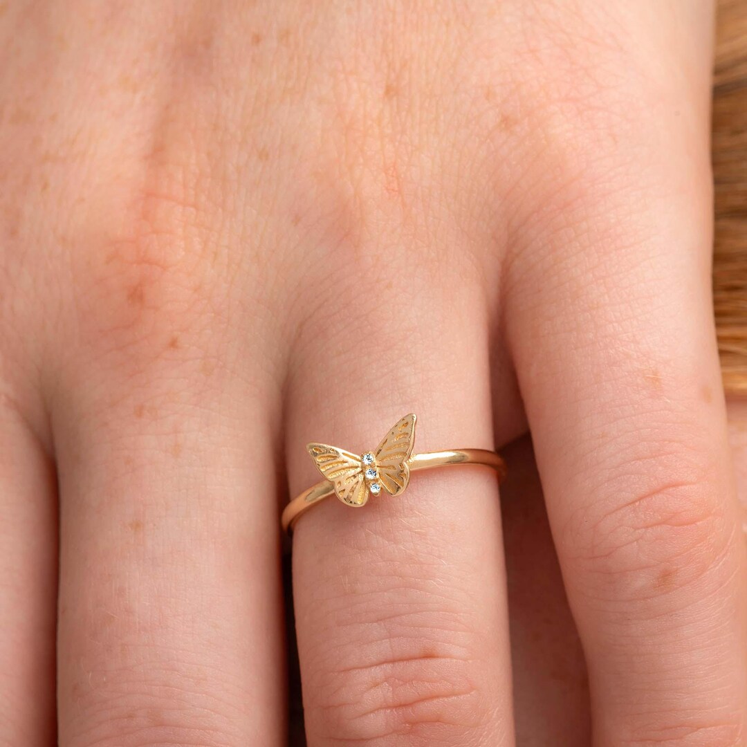 Butterfly Ring, 14k Solid Gold Butterfly Ring, Dainty Butterfly Jewelry ...