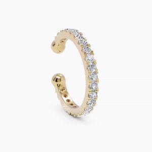 14K Solid Gold Ear Cuff With 23 White Diamonds – Minimalist Design ...