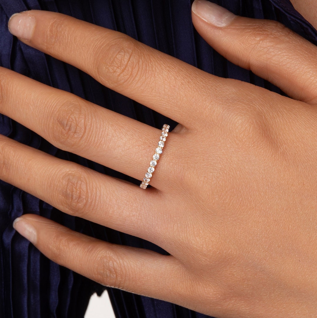 14K Solid Gold Eternity Rings for Women Wedding Band Stacking Rings ...