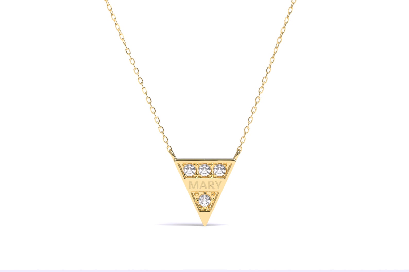 Diamond Triangle Necklace / 14k Gold Personalized Necklace / - Etsy