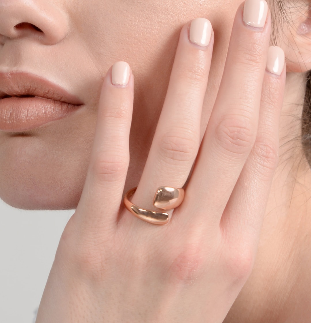 Solid Gold Twisted Ring / 14K Solid Gold Statement Ring / Open Band ...