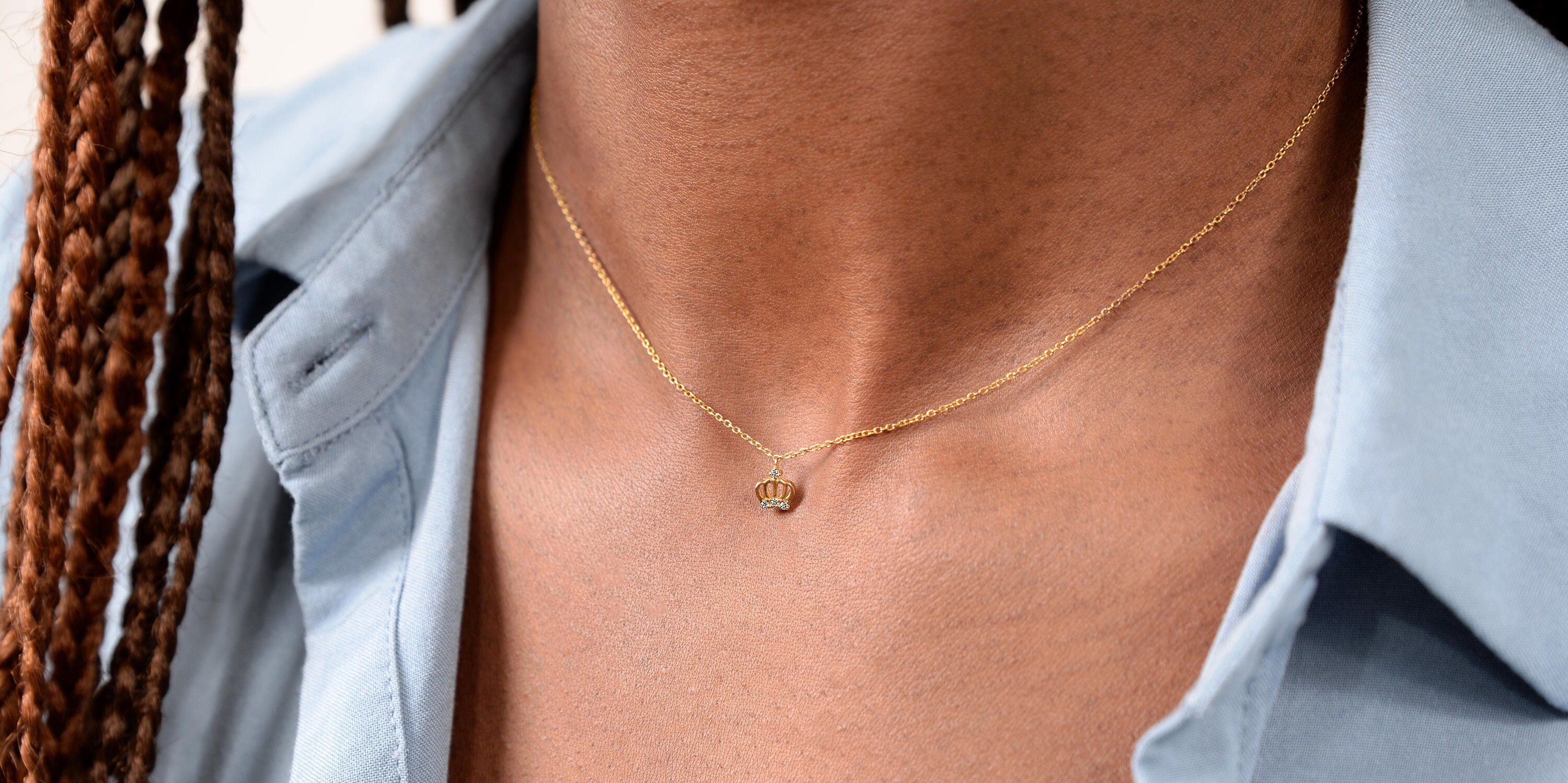 Crown Necklace in Gold Princess Crown Necklace Solid Goild - Etsy