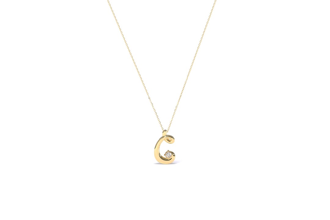 Gold Initial Necklace, Rose Gold Custom Initial Necklace, Gold ...
