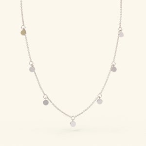 14k Solid Gold Dot Chain Necklace: Dainty Disc Layering Necklace - Etsy